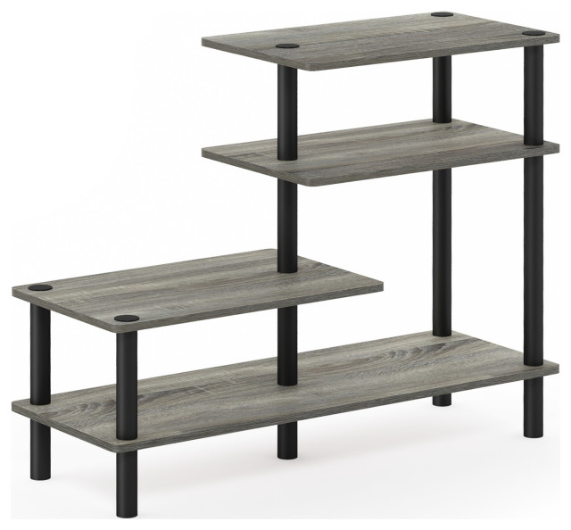 Furinno Turn-N-Tube 3-Tier Side Display Rack, French Oak/Black ...