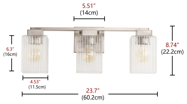 Modern Brushed Nickel 3-Light Bathroom Vanity Lighting Fixture ...