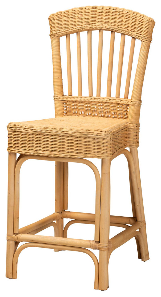 Bali & Pari Barito Modern Bohemian Natural Rattan Counter Stool ...