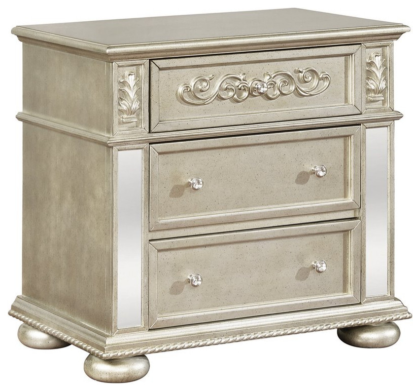 Coaster Traditional 3-Drawer Wood Nightstand with USB Ports in Beige ...