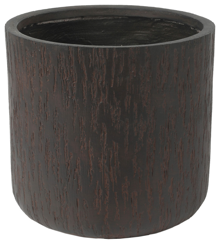 13in. H Round Brown MgO Planter - Transitional - Outdoor Pots And ...