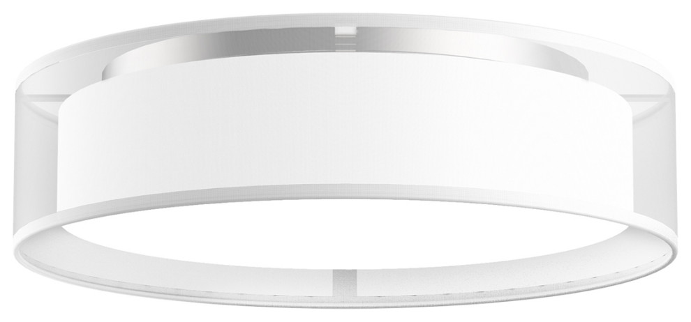 Dalton Flush Mount Light, White Organza, 16"Dx4.125"H, 16"Dx4.125"H ...