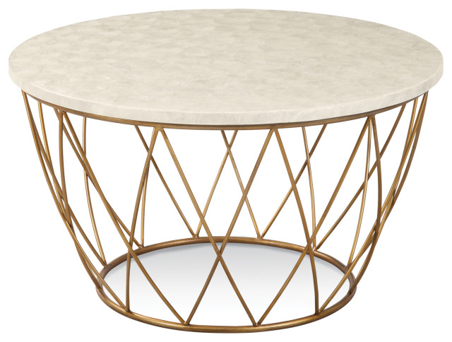 Natural Capiz Shеll Round Coffее Tablе Mikеl - Contemporary - Side ...