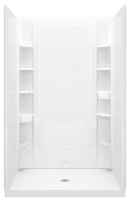 Alcove Shower Kits, White/ Biscuit, 48"x34"x75.75", 48"x34"x75.75 ...