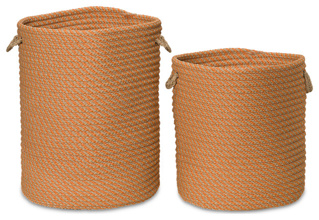 Cabana Woven Hampers - Orange 15"x15"x18", Round, Braided ...