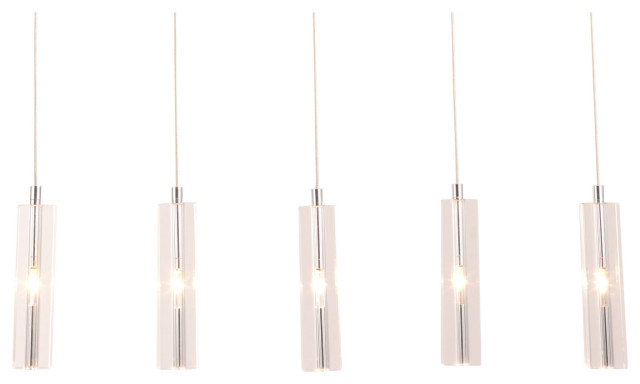 Modern Sleek Five Glass Tube Ceiling Lights, Halogen Light ...