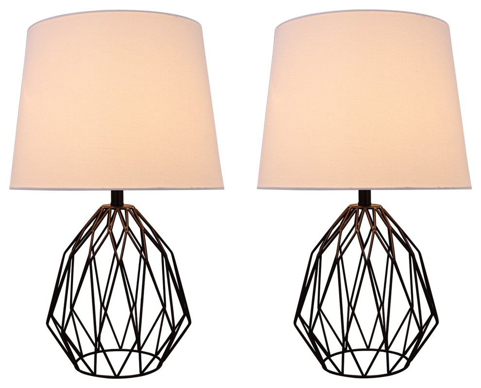 40158-12, 22" Metal Wire Table Lamp, Matte Black, Set of 2 ...