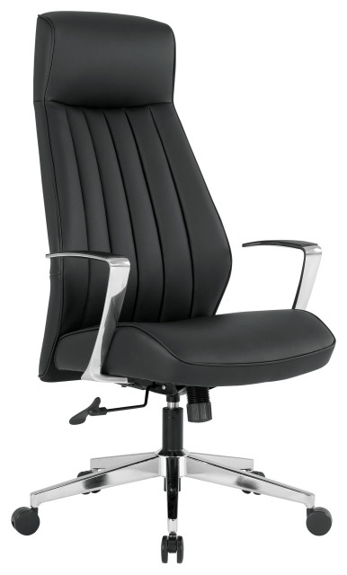 High Back Fabric Office Chair With Chrome Base, Dillon Black ...