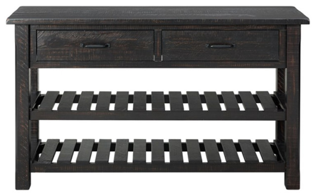 Bowery Hill Farmhouse Barn Door Solid Wood Sofa Console Table in ...