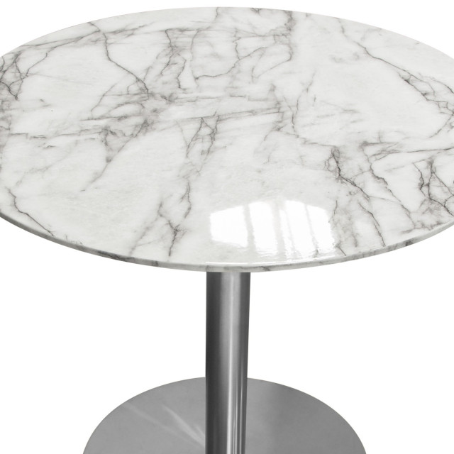 Stella 36" Round Dining Table With Metal Base, Silver - Contemporary ...