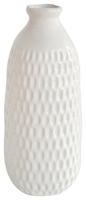 Ceramic 12" Dimpled Vase, White - Contemporary - Vases - by GwG Outlet ...