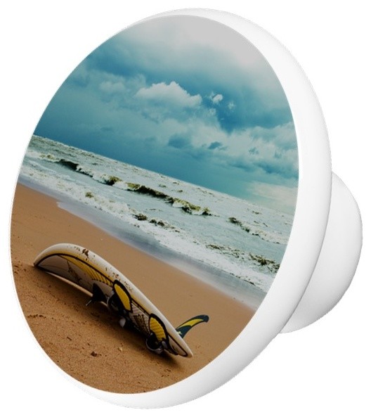 Surfboard On Beach Ceramic Cabinet Drawer Knob - Beach Style - Cabinet And Drawer Knobs - by ...