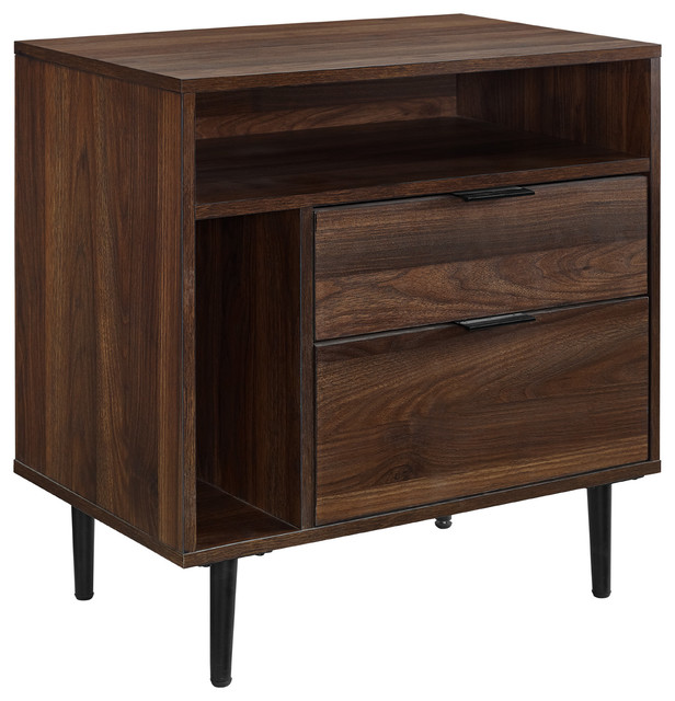 25" Modern Storage Side Table, Dark Walnut - Midcentury - Nightstands ...