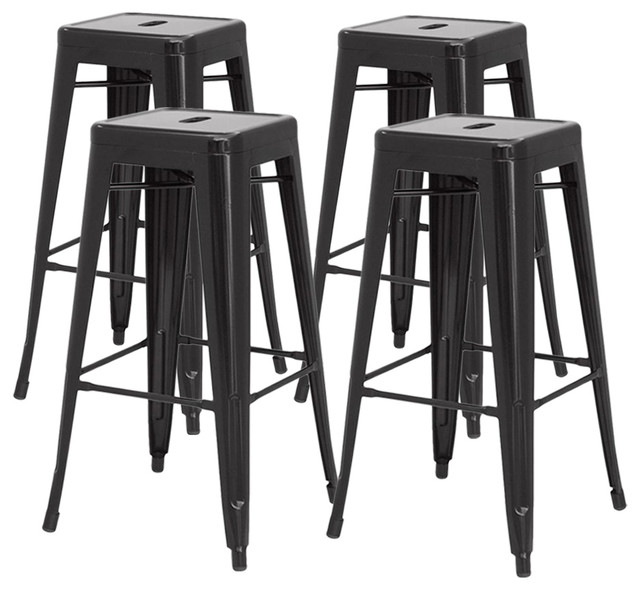 Metropolis Backless Stool, Set of 4, Counter Stool - Industrial - Bar ...