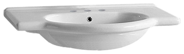 Wall Mount/Semi Recessed Vanity Bath Basin, Integrated Oval Basin ...