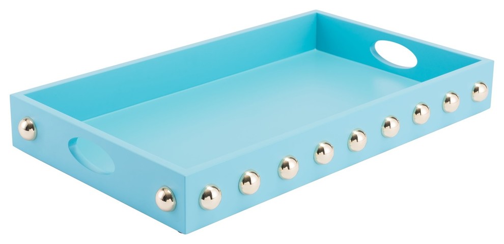 Modern Contemporary Decorative Boxe Tray Decor, Blue, Wood Kitchen ...