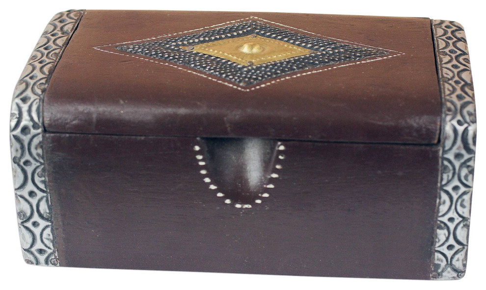 NOVICA African Rhombus And Wood Decorative Box - Contemporary ...