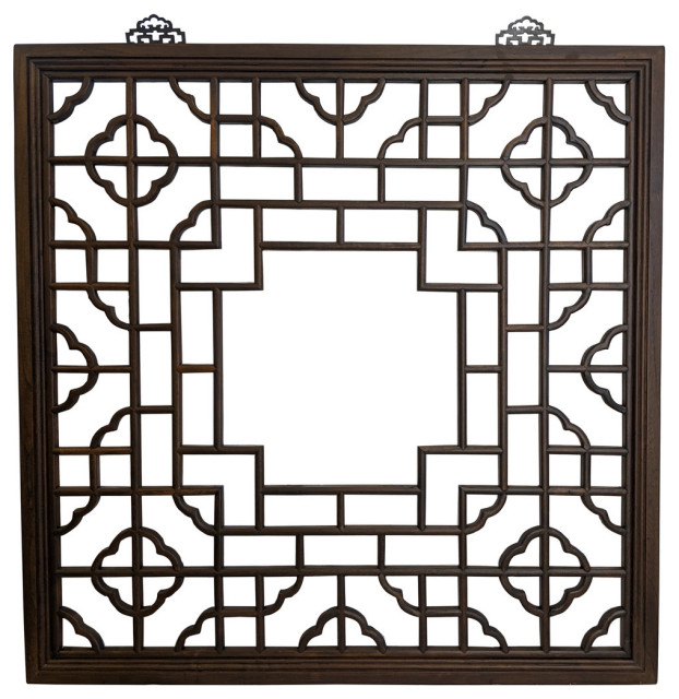 Asian Window Square Carved Panel, 34" - Asian - Wall Accents - by Oriental Furnishings | Houzz