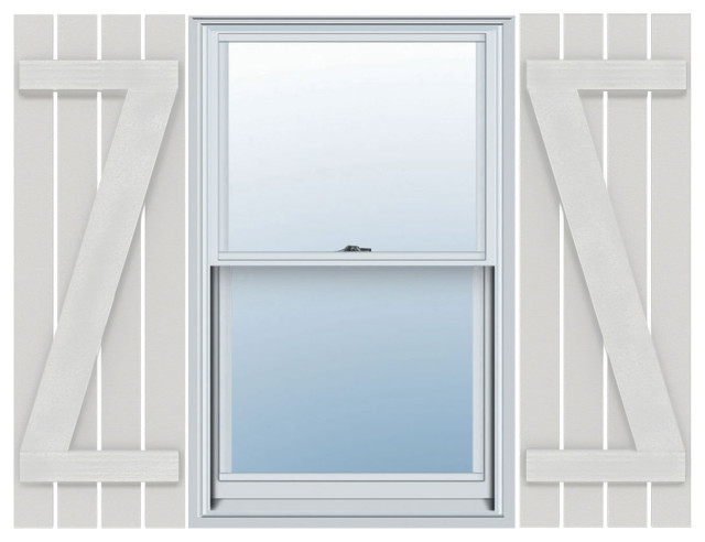 Rustic 2 Board Spaced Board & Batten Faux Wood Shutters, Z-Board, 23"W ...