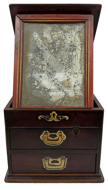 Consigned Antique Chinese Wooden Jewelry Box, Cosmetic Box - Asian ...