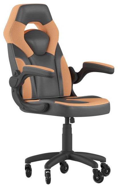 X10 Orange/Black LeatherSoft Gaming Chair- Transparent Roller Wheels ...