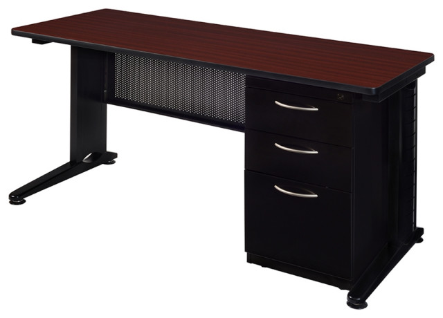 Fusion 60 x 24 Single Pedestal Desk- Mahogany - Contemporary - Desks ...