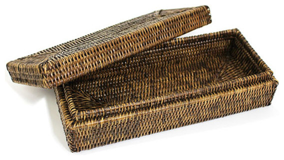 Rattan Long Rectangular Lidded Box - Contemporary - Decorative Boxes ...