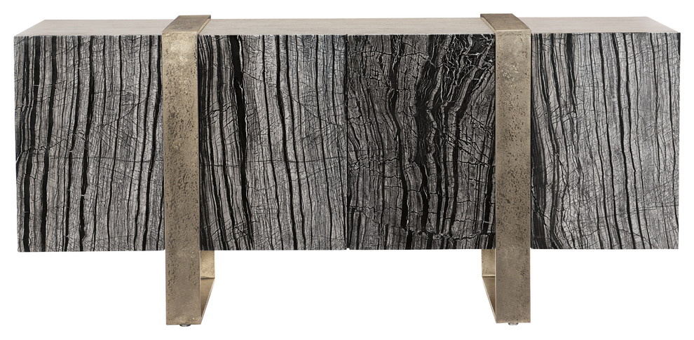 Bernhardt Linea Entertainment Console, Black Marble/Graphite/Cerused ...