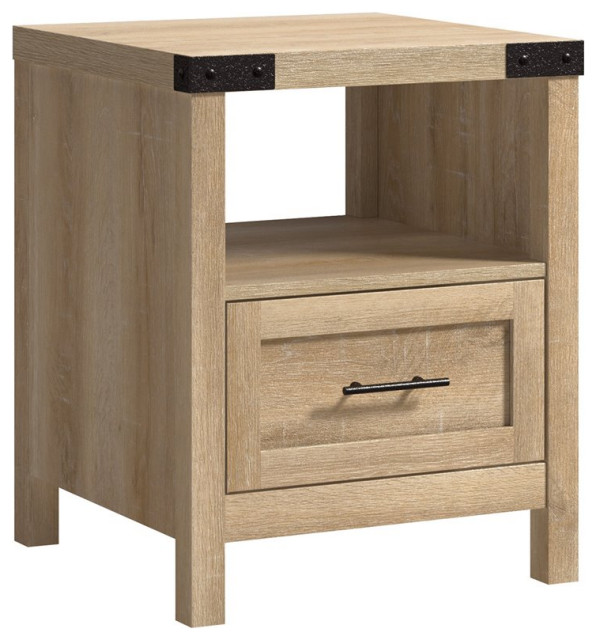 Sauder Bridge Acre Engineered Wood End Table in Orchard Oak Finish ...