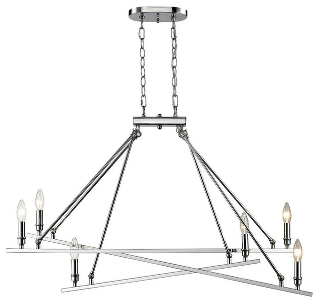 Garvin 6-Light Linear Pendant, Chrome - Midcentury - Kitchen Island ...