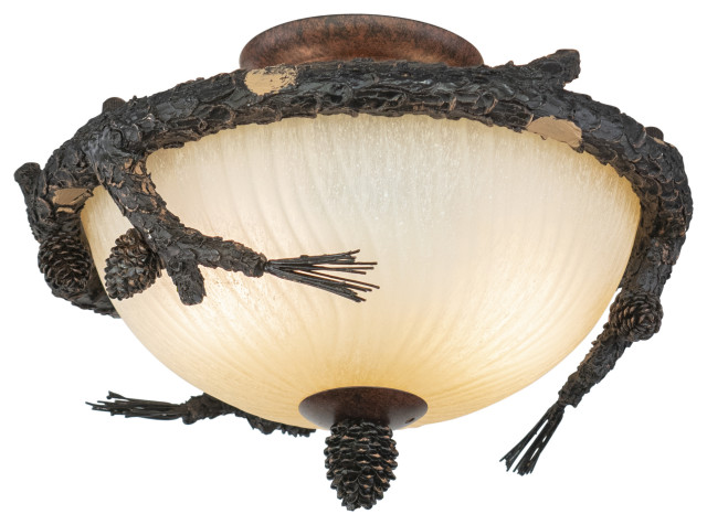 Log Cabin Ceiling Fan With Pine Cone Inverted Light | Homeminimalisite.com