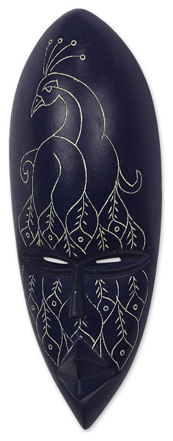 Novica Handmade Fine Feathered In Black African Wood Mask - Tropical ...