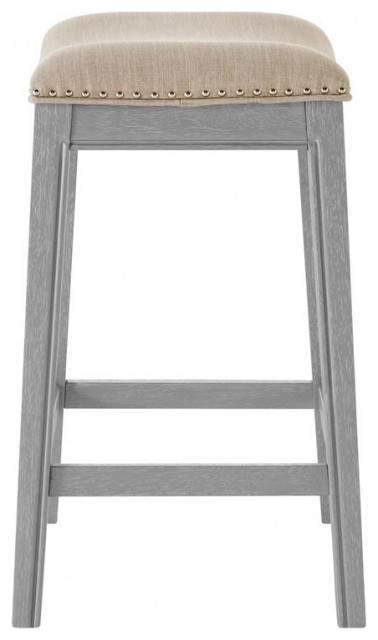 New Pacific Direct Grover 25.5" Fabric Counter Stool in Lyon Cream/Ash ...