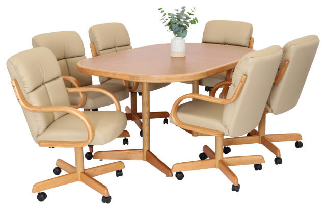 7-Piece 42x[42/60] Caster Dining Set Laminate Table Top & Desert Caster ...