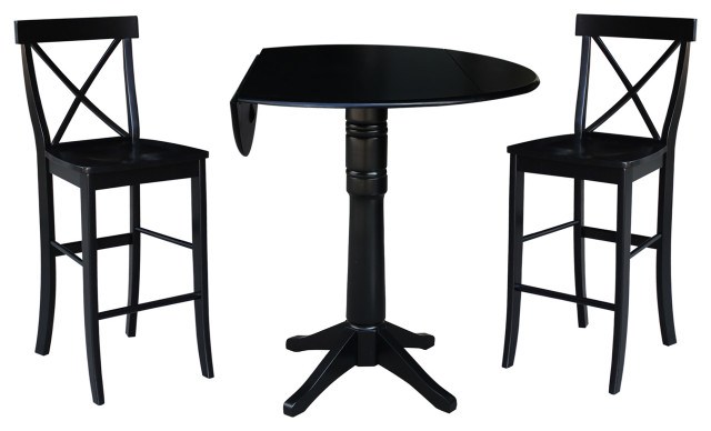42" Round Pedestal Bar Height Table with 2 Bar Height Stools ...