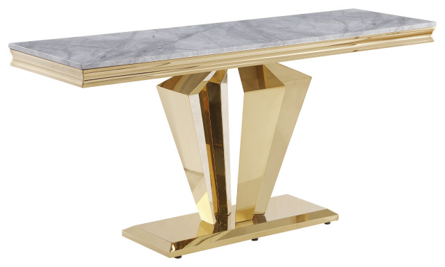 Chihiro Grey Rectangular Stone Console Table - Contemporary - Console ...