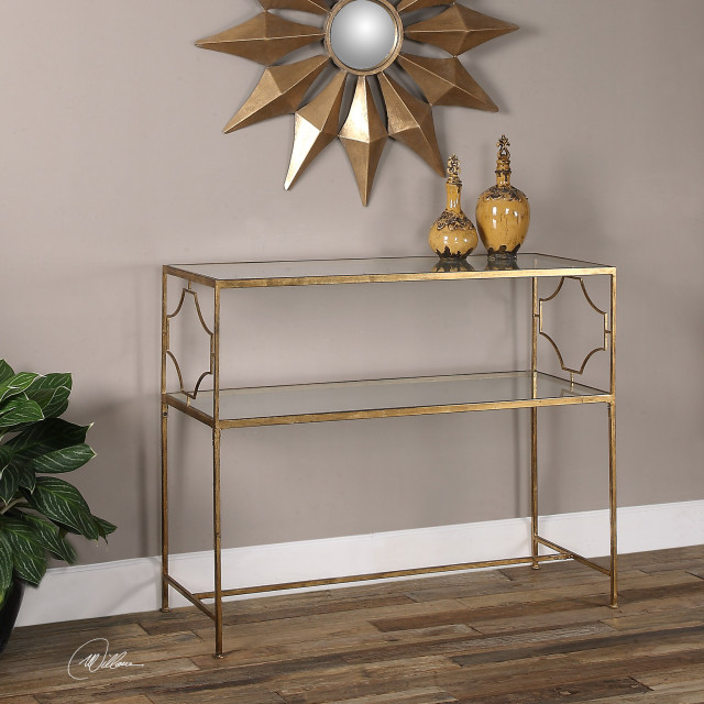 Uttermost Genell Gold Iron Console Table - Transitional - Console ...