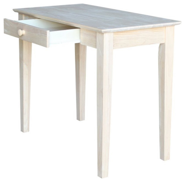 Pemberly Row Traditional Wood Writing Table Unfinished in Unfinished ...
