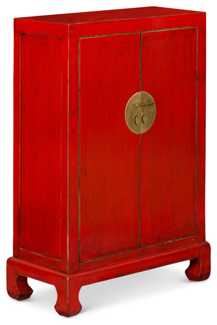 Distressed Red Elmwood Chinese Ming Cabinet - Asian - Accent Chests And ...