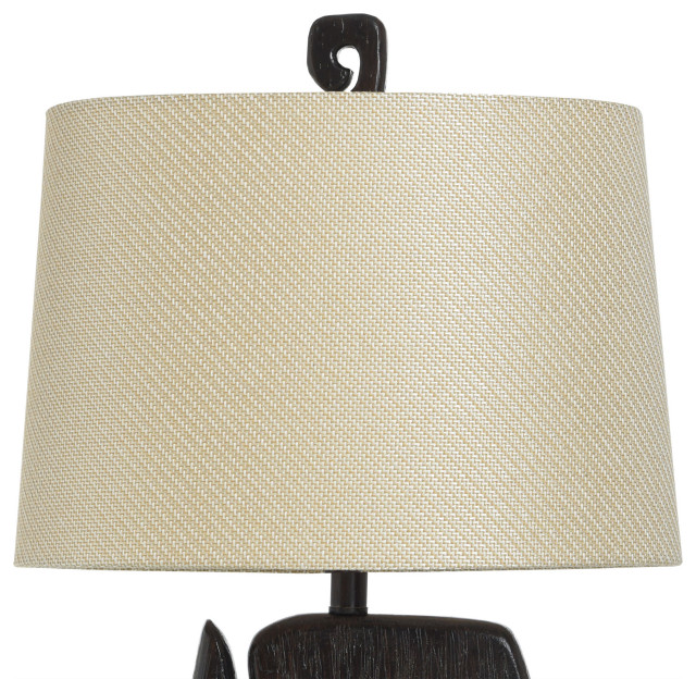 Contemporary Table Lamp - Chestnut Finish - Natural Linen Shade ...