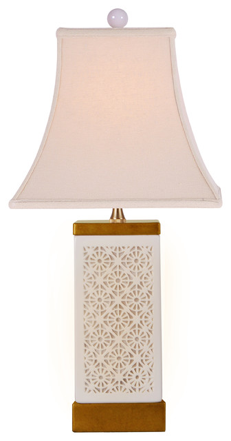 Pierced Bone China Table Lamp, Gold Leaf Base and Top - Asian - Table ...