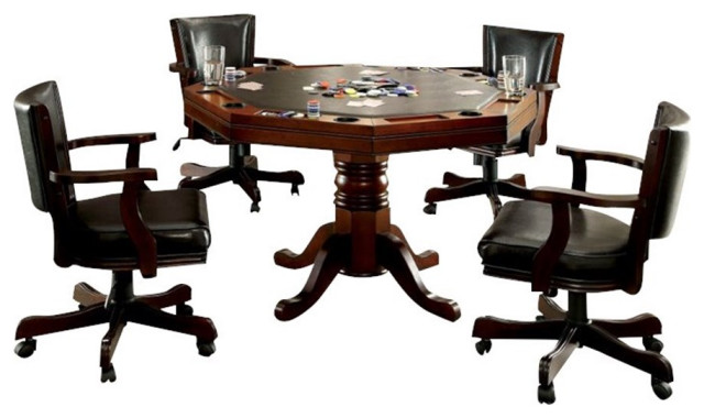 Furniture of America Deaton Traditional Wood 5-Piece Gaming Table Set ...