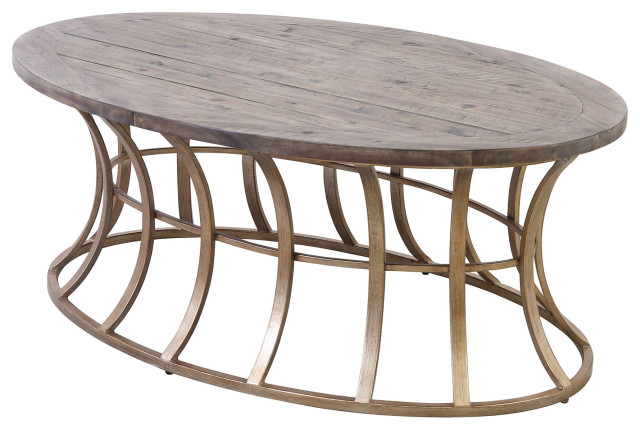 ELK Home 164-007 Meditation Coffee Table, Soft Gold and Solid Gray Pine ...