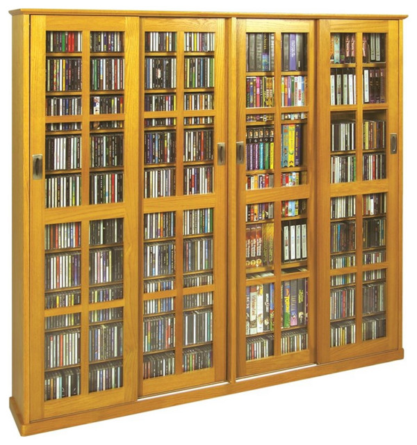 Leslie Dame 4 Glass Door CD DVD Wooden Wall Media Storage Cabinet in ... Leslie Dame 4 Glass Door CD DVD Wooden Wall Media Storage Cabinet in ...