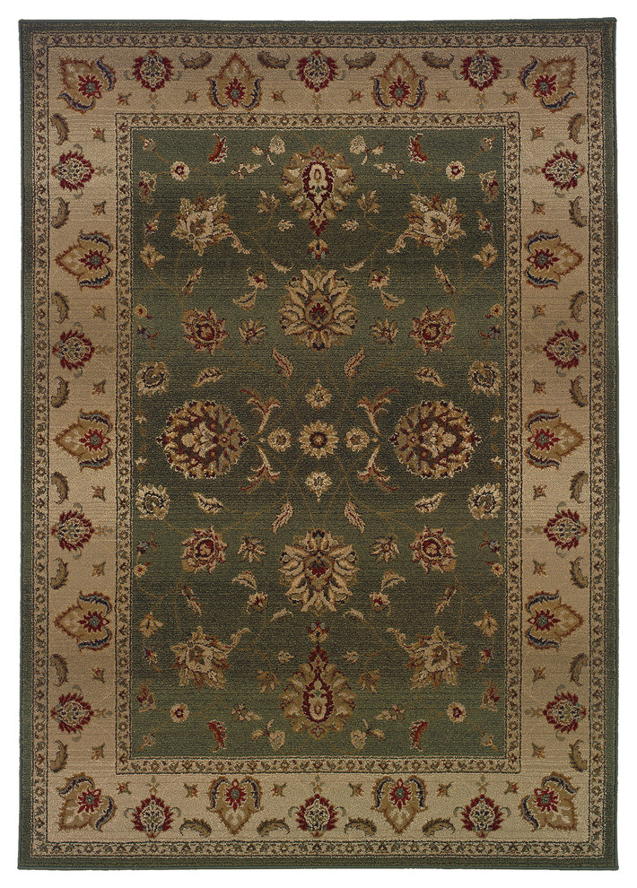 Griffin Oriental Green/Beige Rug, 2' 7" X 9' 1" Rectangle - Traditional ...