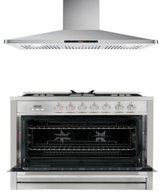36" 3.8 cu.ft. Single Oven Dual Fuel With 36" Ducted Range Hood ...