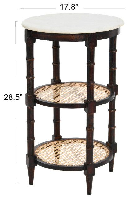 Mango Wood and Woven Cane Side Table - Tropical - Side Tables And End ...