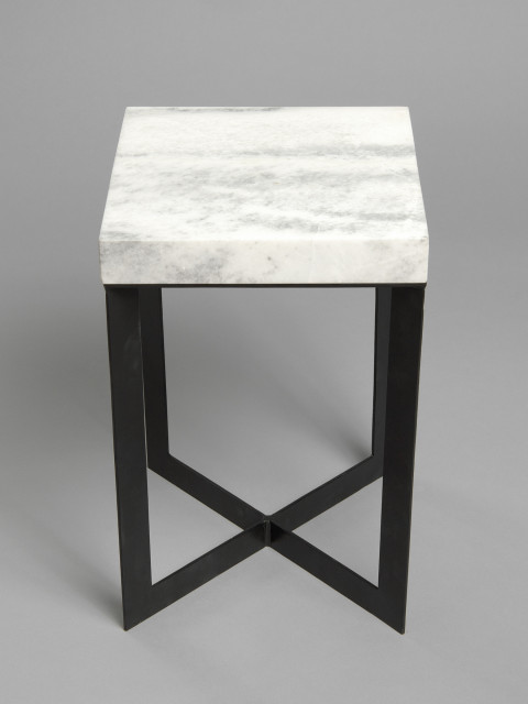 Garrett Marble Table, Black Metal Base - Transitional - Side Tables And ...