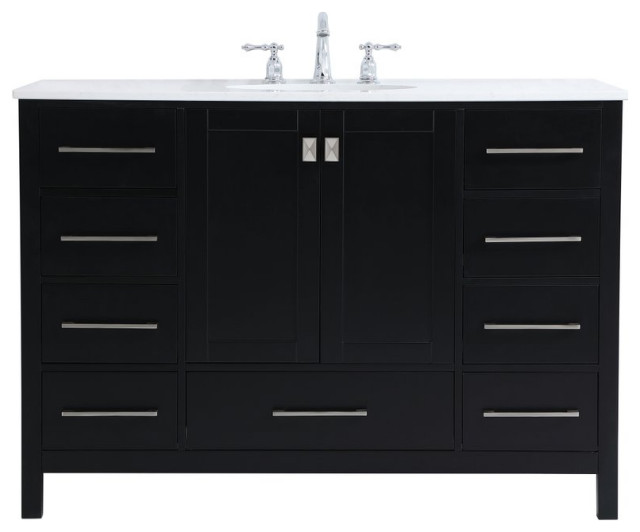 Elegant VF18848BK 48"Single Bathroom Vanity, Black - Transitional ...