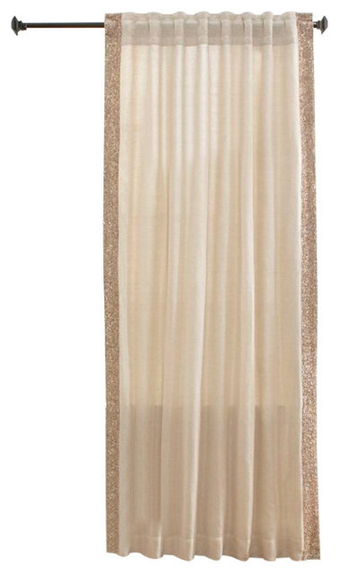 Wheat Linen Panel With Gold Beadwork, 54"x96" - Contemporary - Curtains ...